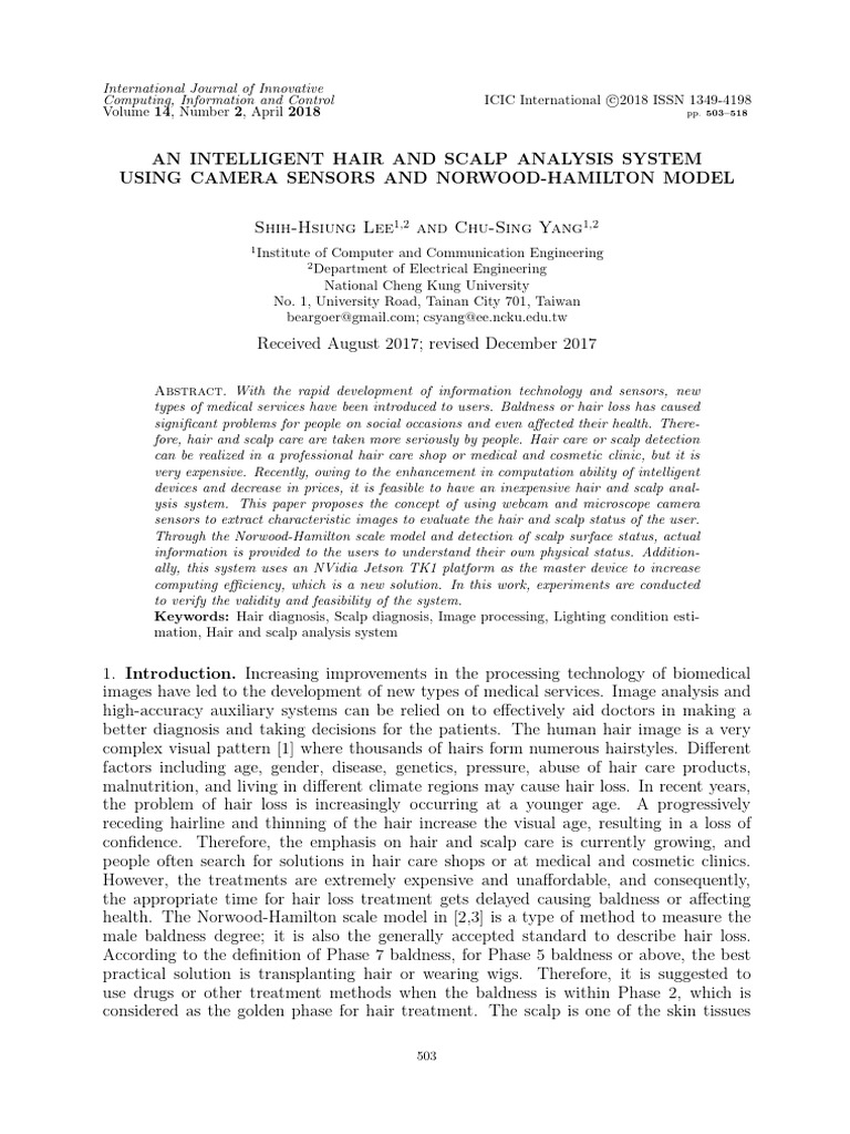 AN INTELLIGENT HAIR AND SCALP ANALYSIS SYSTEM | PDF | Hair Loss | Image ...