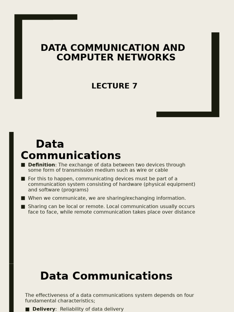 Lec 7 Computer Networks | PDF | Transmission Medium | Computer Network