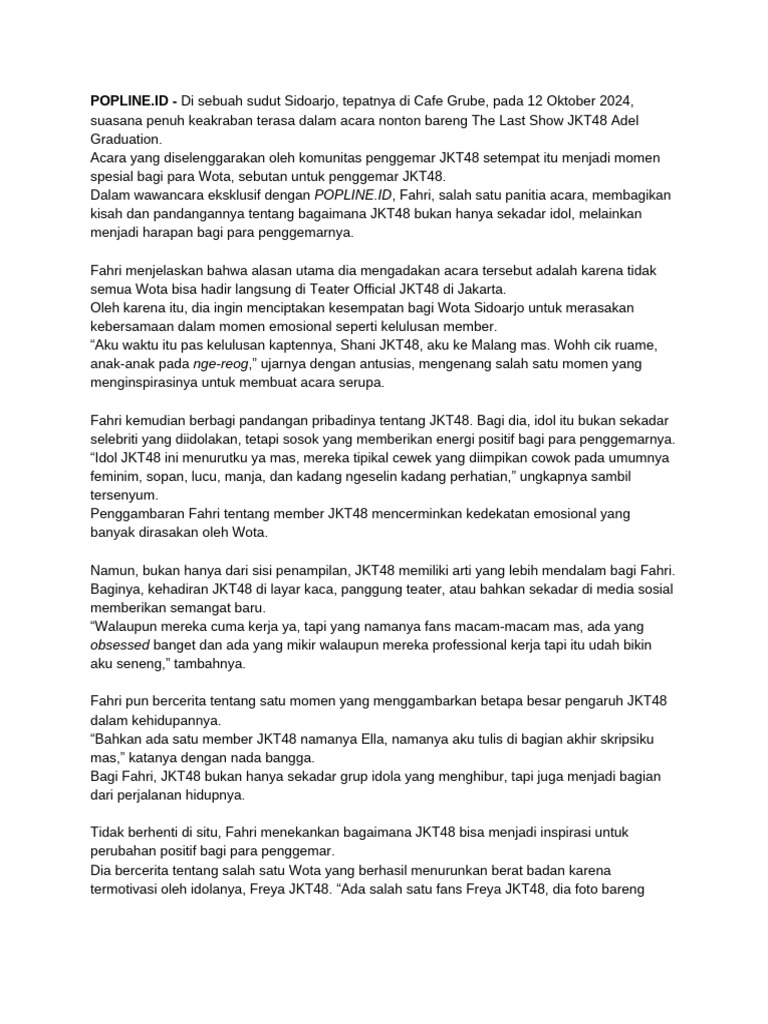 JKT48 Lebih Dari Sekadar Idol, Simbol Harapan Bagi Wota | PDF JKT48 Lebih Dari Sekadar Idol, Simbol Harapan Bagi Wota | PDF
