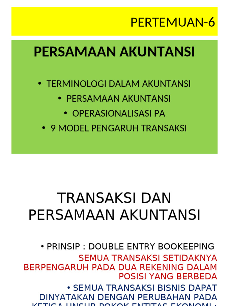 Transaksi Dan Persamaan Akuntansi-Pert6 | PDF