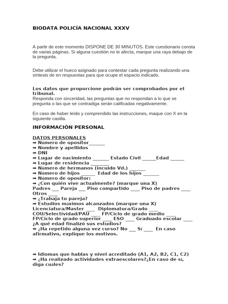 Biodata 2020 CNP | PDF | Policía