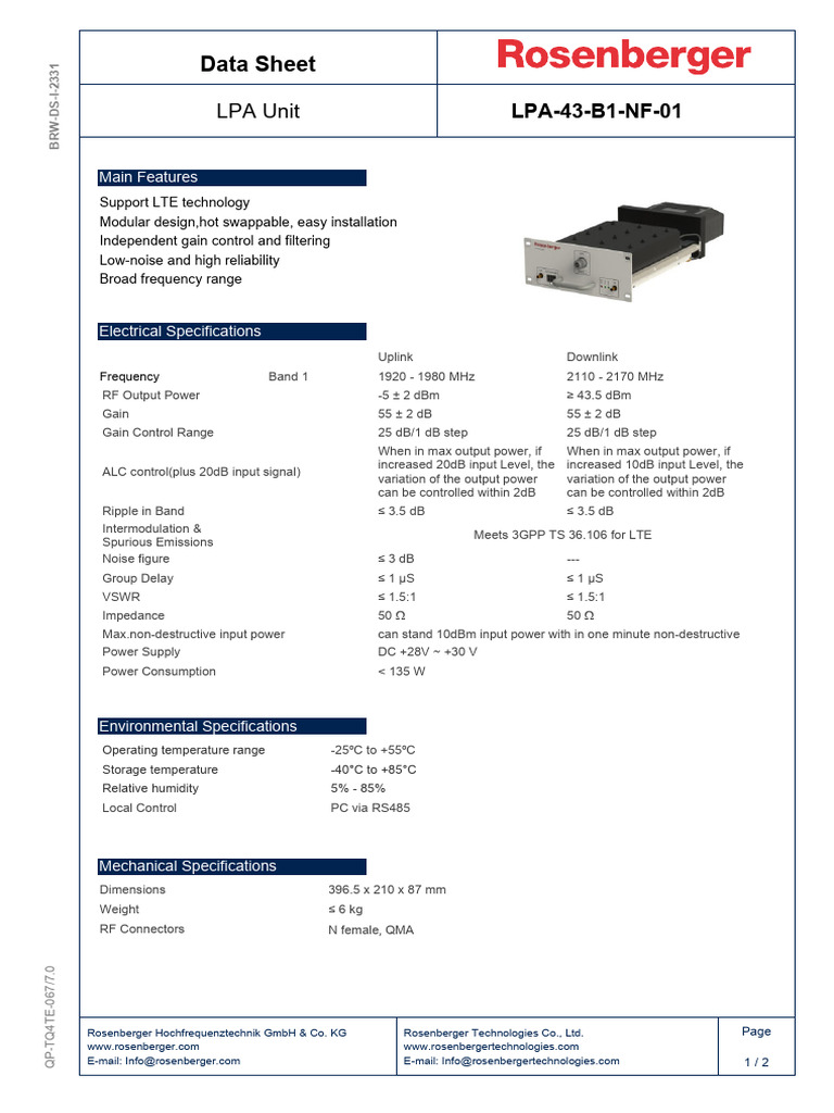 LPA 43 B1 NF 01 - LV - 0.2 | PDF | Decibel | Telecommunications Engineering