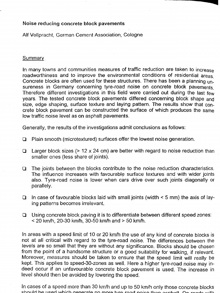 Noise Reduction in Concrete Block Pavements | PDF | Road Surface | Concrete