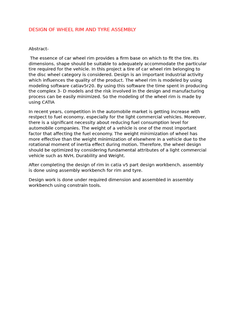 Wheel Rim and Tyre Assembly Design | PDF | Technology & Engineering ...