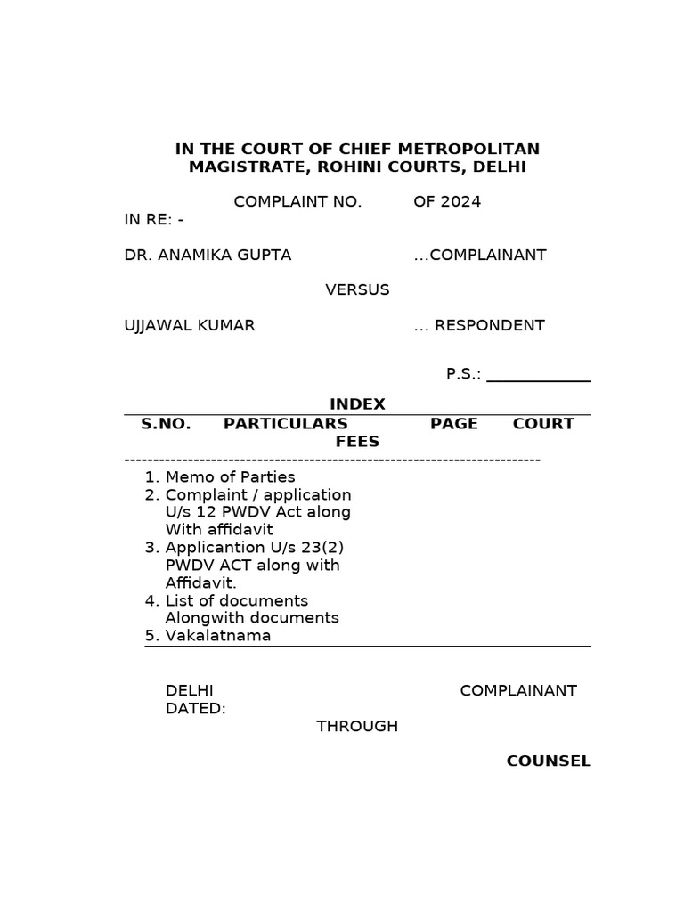 DV Case ANAMIKA Complete | PDF | Affidavit | Ex Parte