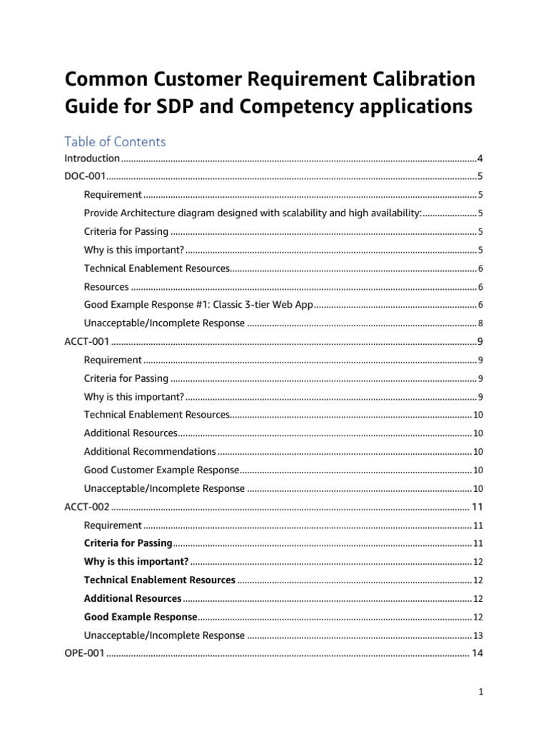 SDP Competency and SDP Common Customer Requirement Calibration Guide | PDF | Amazon Web Services ...