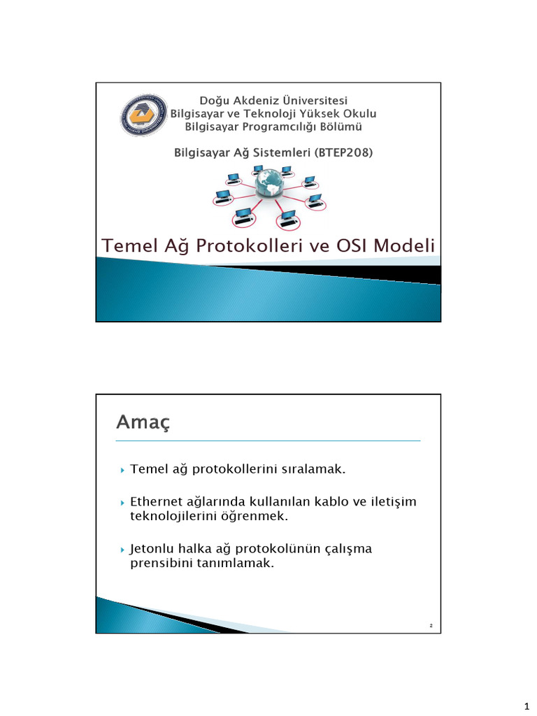 Temel Ağ Protokolleri Ve OSI Modeli | PDF
