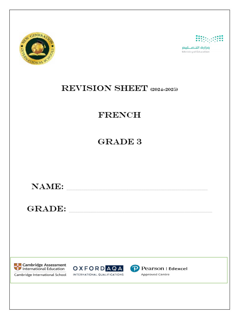 Gr3 French Revision | PDF