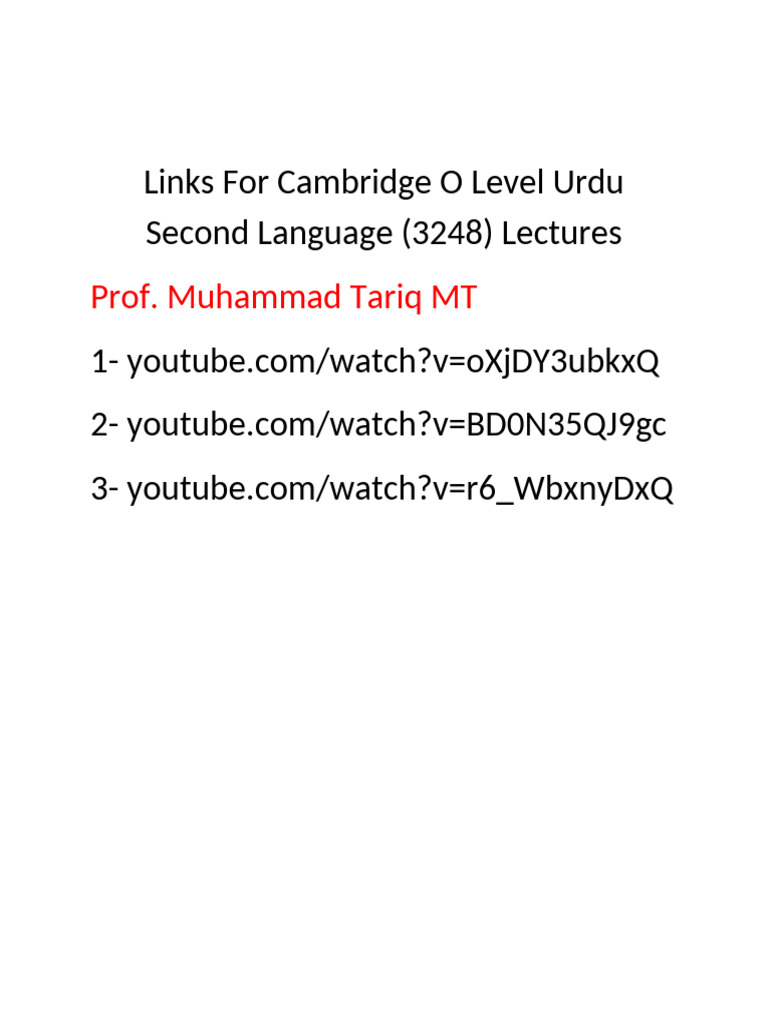 Links For Cambridge O Level Urdu Second Language | PDF | Science & Mathematics