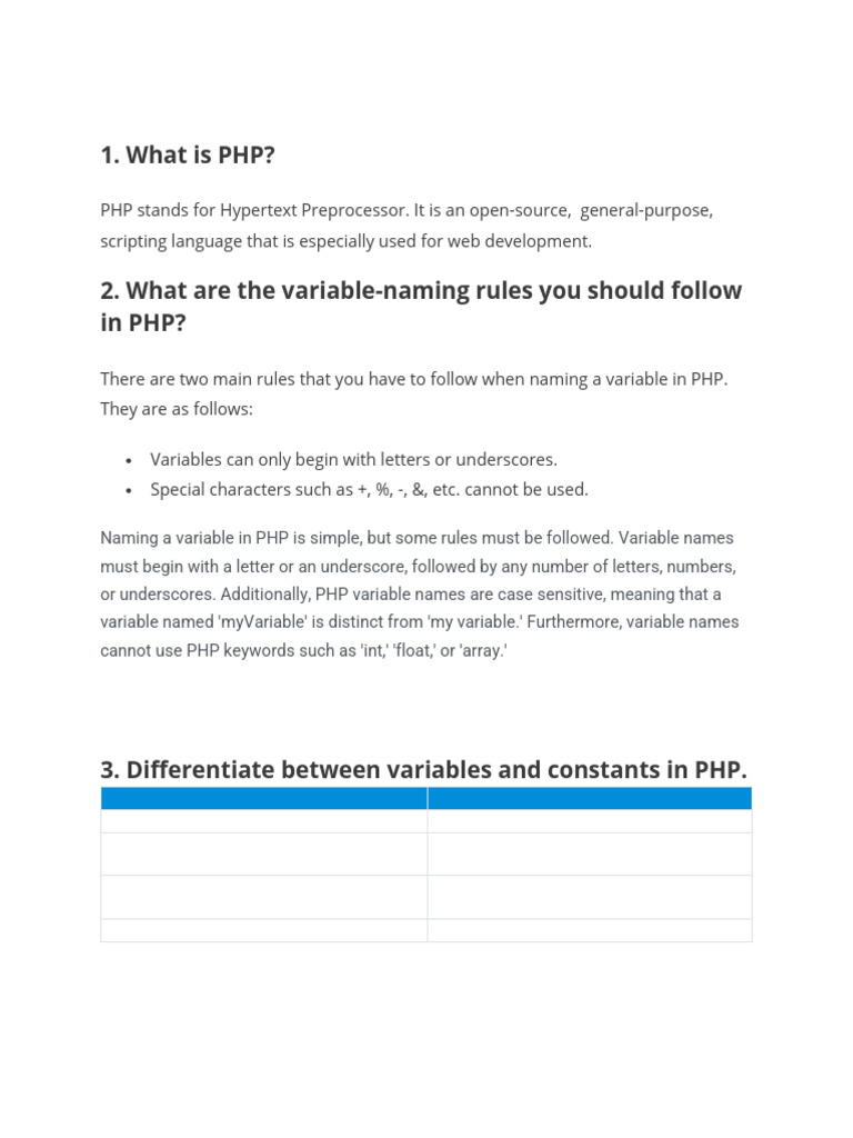PHP Basics: Variables, Constants, and Features | PDF | Php | Computer Engineering