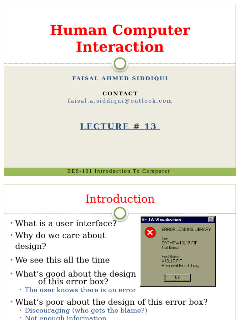(Lecture - 12) Human-Computer Interaction... Brief Introduction | PDF | Human–Computer ...