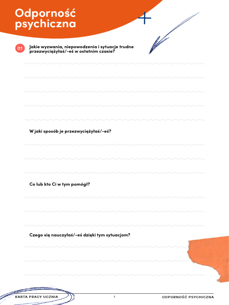 Odpornosc Psychiczna Karta Pracy | PDF