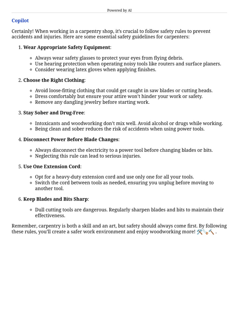 Essential Carpentry Safety Guidelines | PDF | Home & Garden