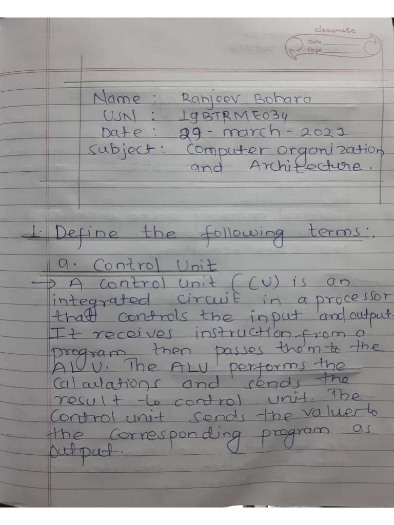 Coa Control Unit Assignment | PDF
