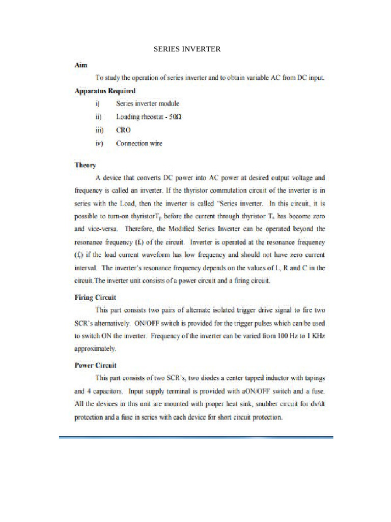 Series Inverter Lab Manual | PDF