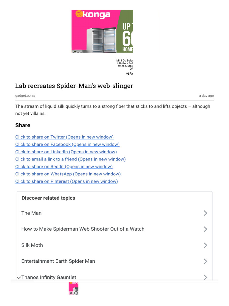 Lab Recreates Spider-Man's Web-Slinger | PDF | Silk | Adhesive