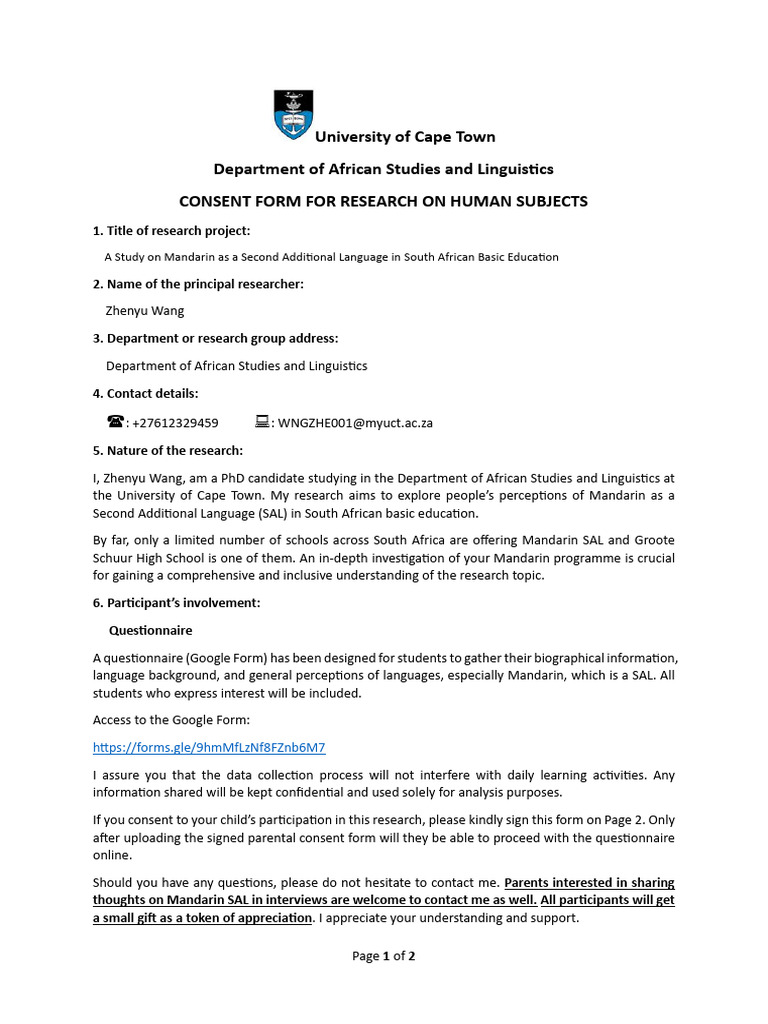 Parental Consent Form For Questionnaires - GSHS - 10.09 | PDF | Human ...