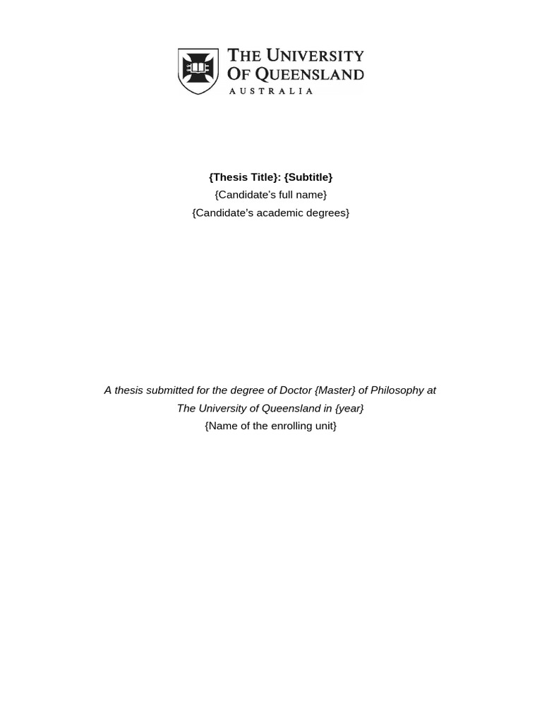 UQ PhD Thesis Submission Guidelines 2024 | PDF | Thesis | Academic Degree
