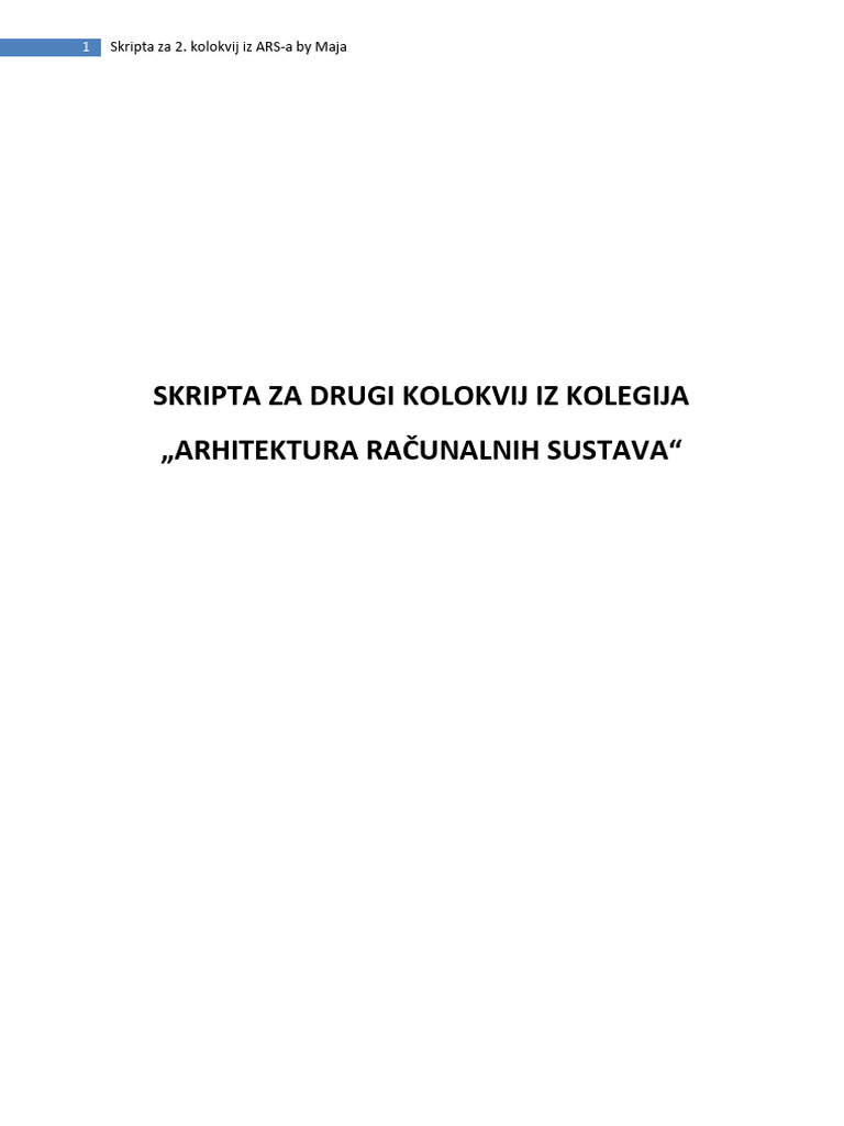Skripta Za Drugi Kolokvij Iz Ars A | PDF