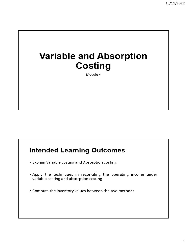 Module-4-Variable-and-absorption-costing | PDF | Cost Of Goods Sold | Inventory