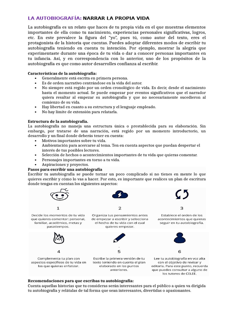 Cómo Escribir una Autobiografía Efectiva | PDF | Estudios de idiomas ...