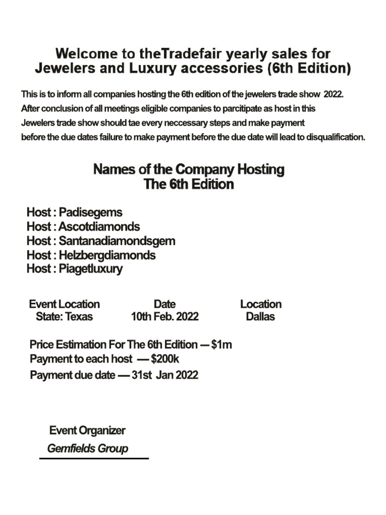 2022 Jewelers Trade Show Host Info | PDF