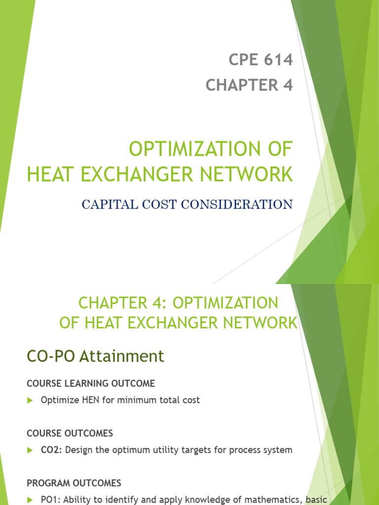 Chapter 4 - Optimization of HEN and Total Cost Target (ODL students) | PDF | Mathematical ...