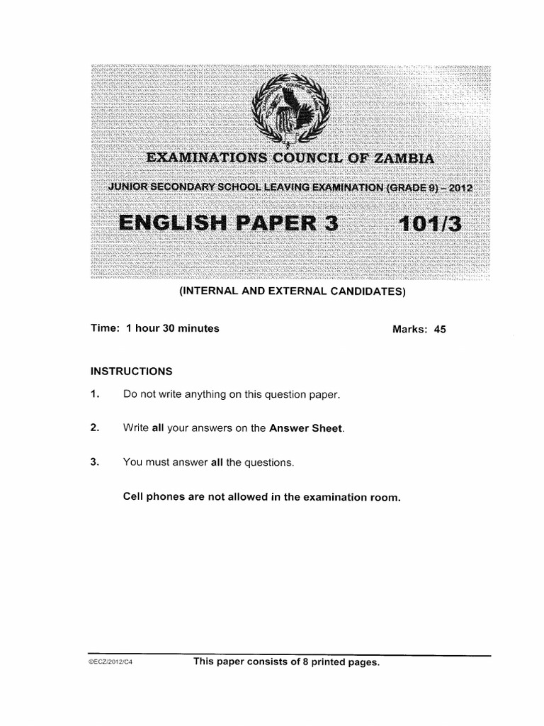 g9 English p3 2012 | PDF