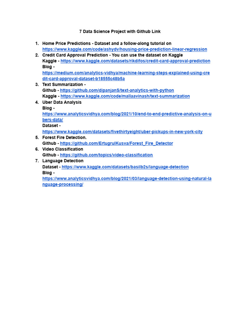 7 Data Science Project With Code and Data Set | PDF | Computers