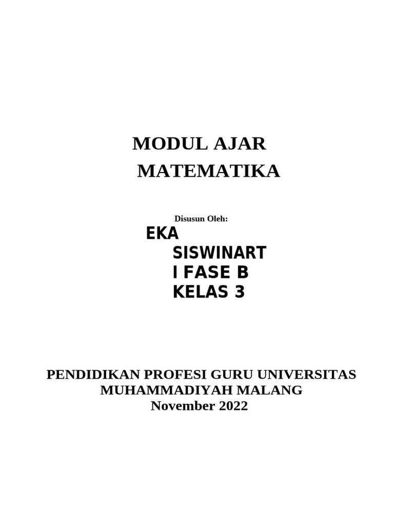 Modul Ajar Matematika Kelas 3 Nilai Tempat | PDF | Karier & Perkembangan
