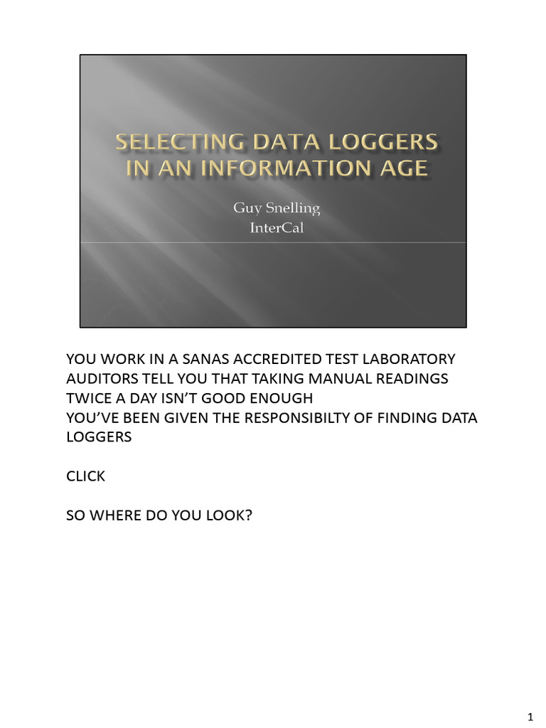 Selecting Data Loggers in An Information Age Notes | PDF | Computer ...