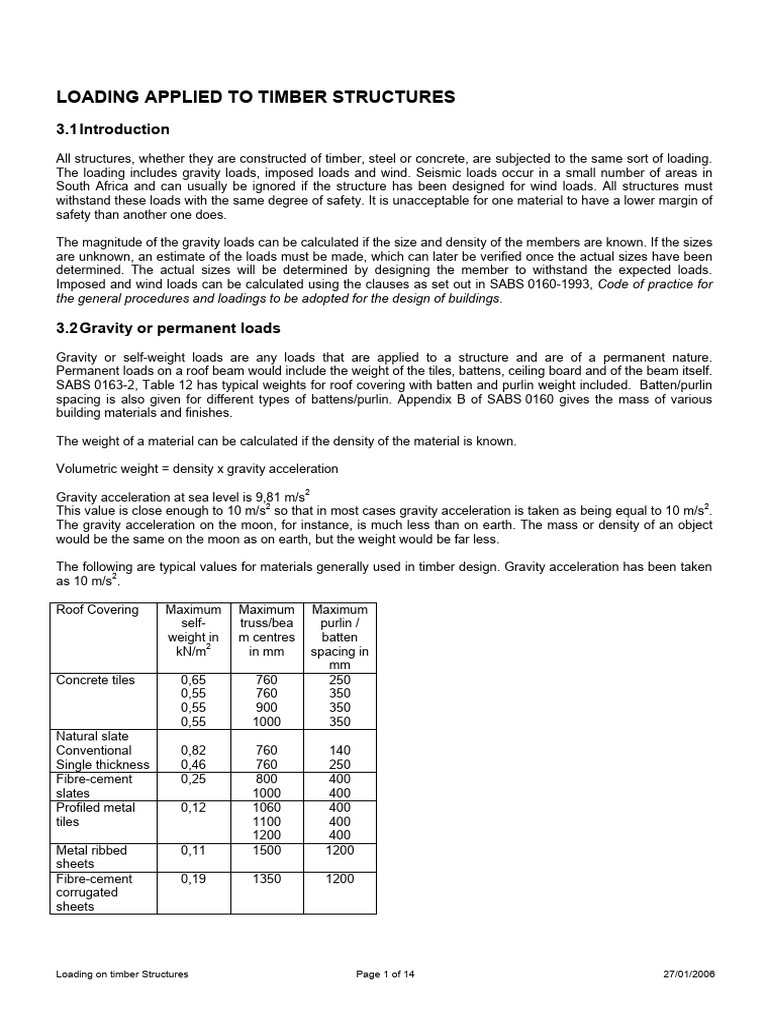 Loading on Timber Structures | PDF | Pressure | Wound