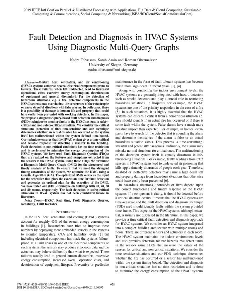 Fault Detection and Diagnosis in HVAC Systems | PDF | Fault Tolerance ...