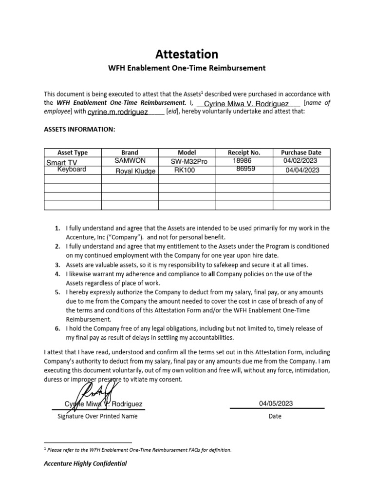 WFH Enablement One-Time Reimbursement Attestation Form - Updated-Edited ...