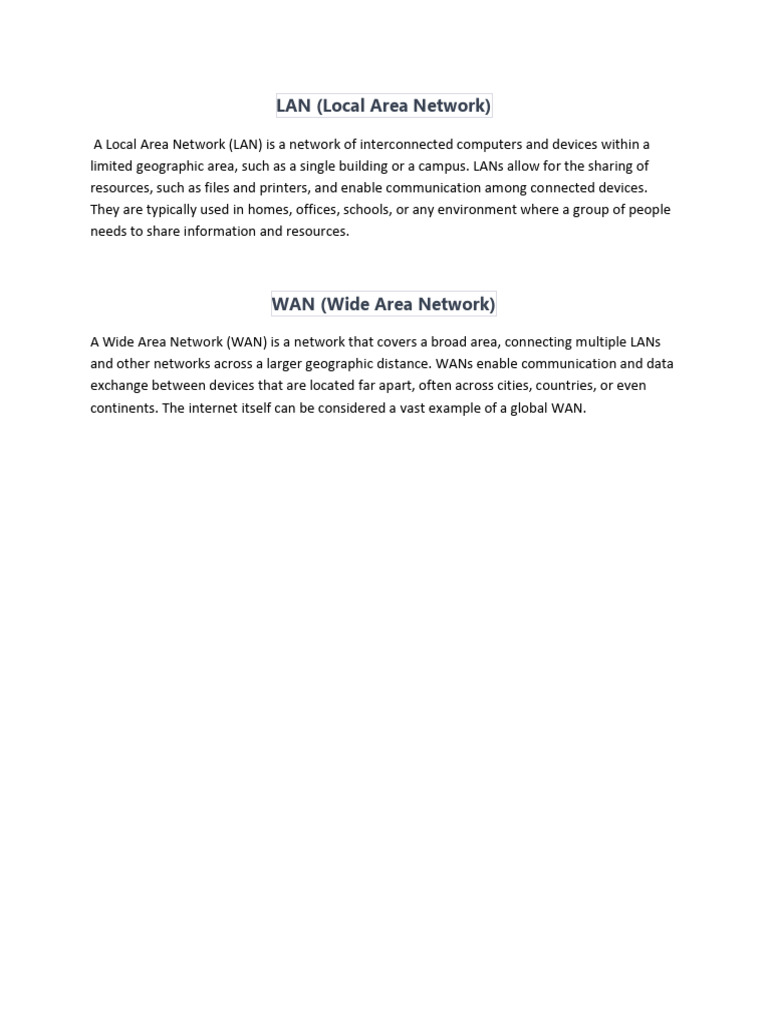LAN vs WAN: Key Differences Explained | PDF | Art | Computers