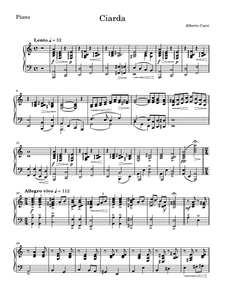 Ciarda Alberto Curci Original Arrangiament-Piano | PDF