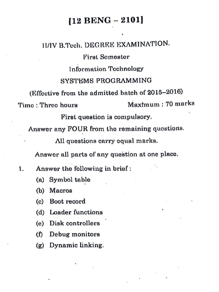 Systems Programming Exam Guide | PDF