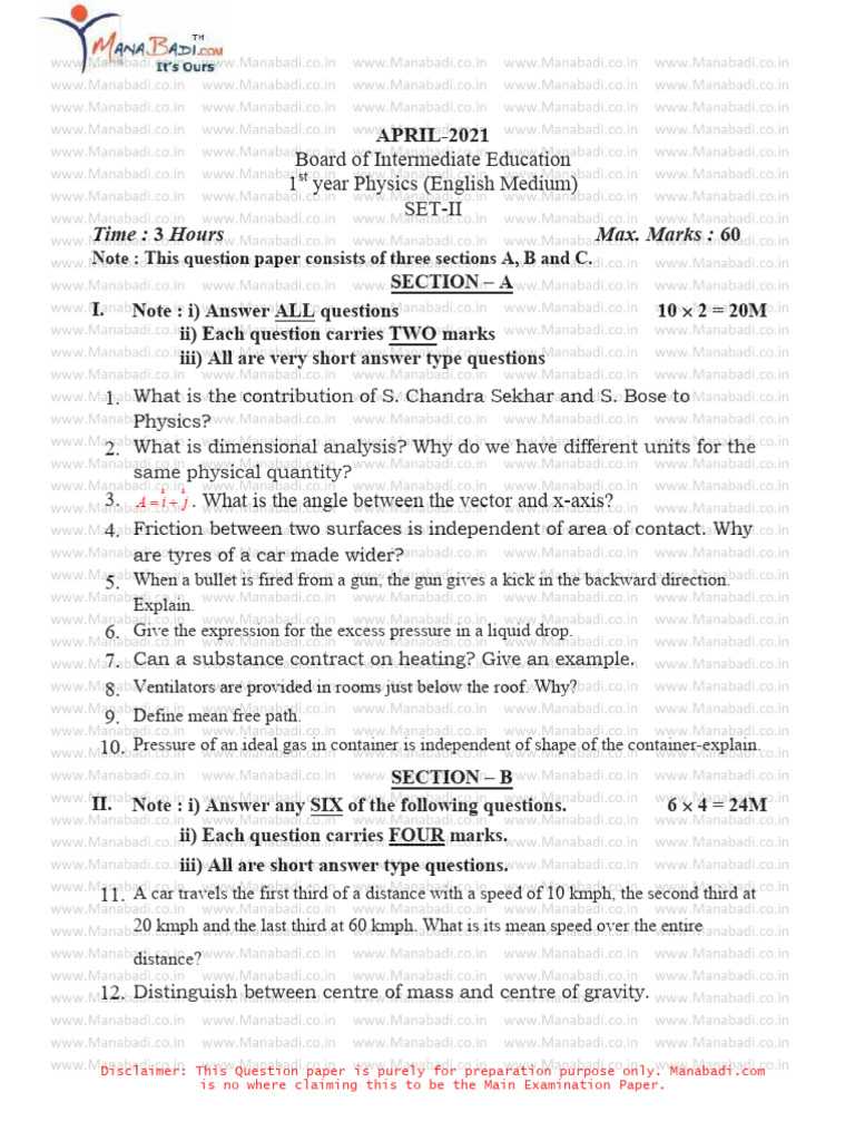 JR.INTER.PHYSICS_SET-II | PDF | Physical Chemistry | Mechanics