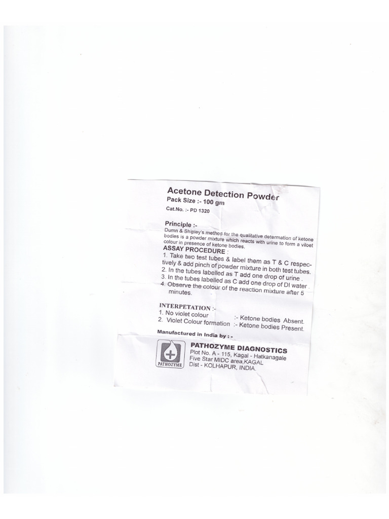 Acetone Detection Powder | PDF