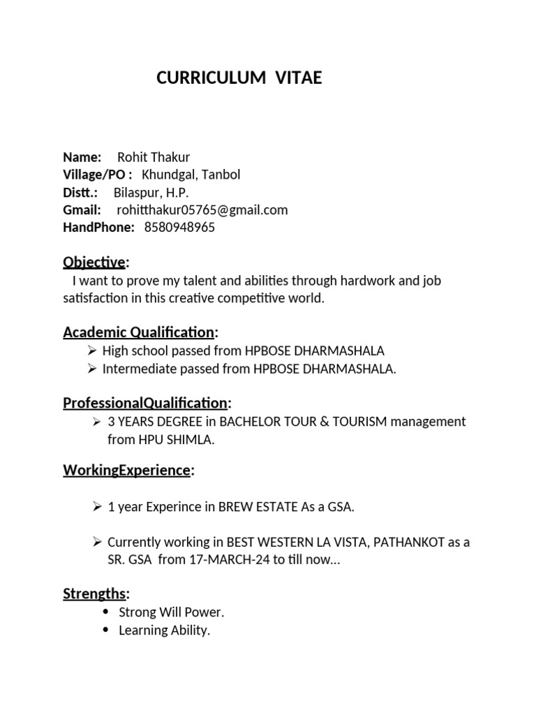 Rohit CV | PDF