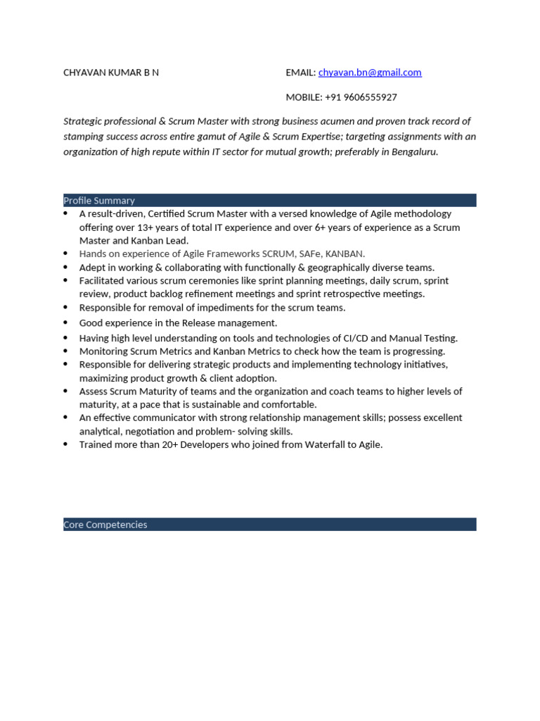 Chyavan Resume Updated July 2024 | PDF | Scrum (Software Development ...