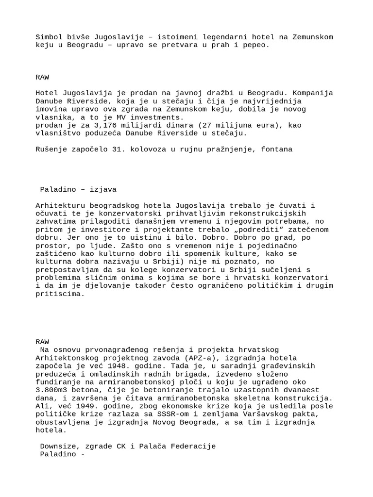 Hotel Jugoslavija Beograd | PDF