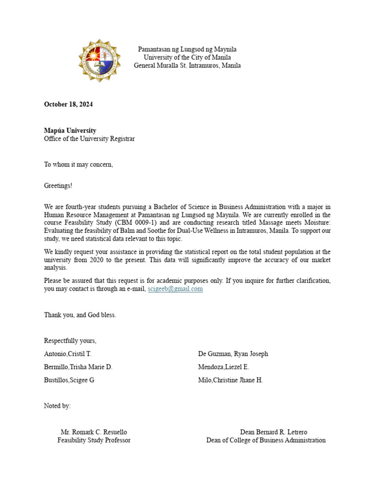 Formal Letter For Universities Within Intramuros Group2 | PDF | Manila ...