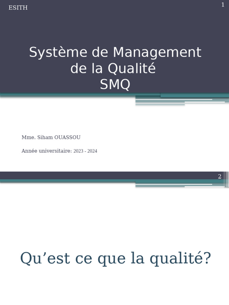 Cours SMQ | PDF | Système de management de la qualité | Management de la qualité