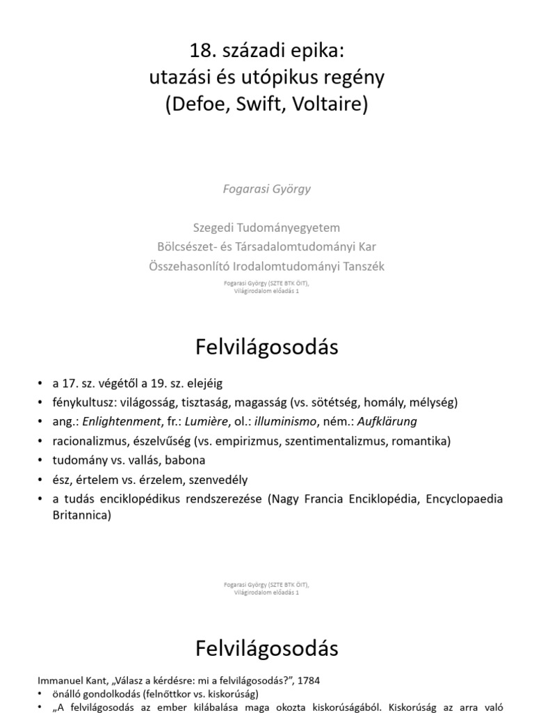 12 18. Sz. Epika (Defoe, Swift, Voltaire) | PDF