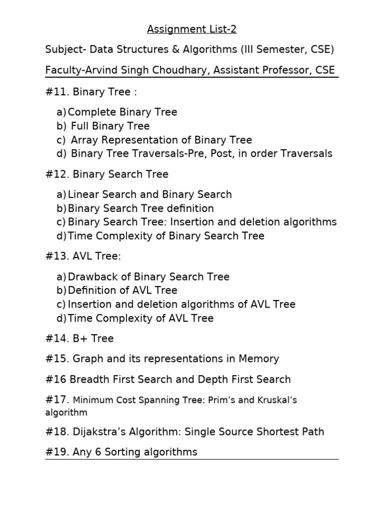 DSA AssignmentList-2 | PDF | Teaching Methods & Materials | Computers