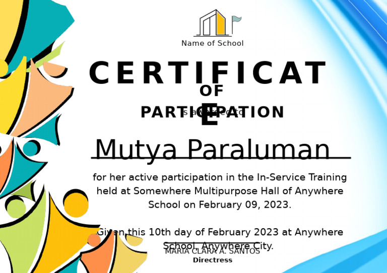 Colorful Abstract Modern Certificate of Participation Landscape | PDF