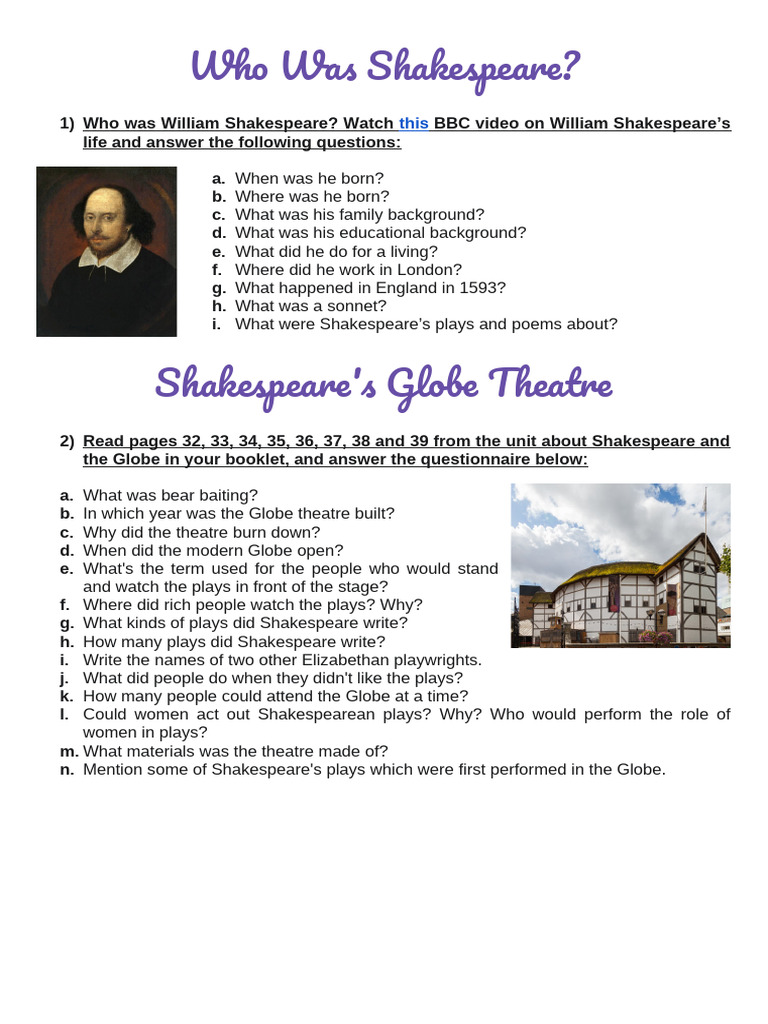 Shakespeare and the Globe Theatre Facts | PDF