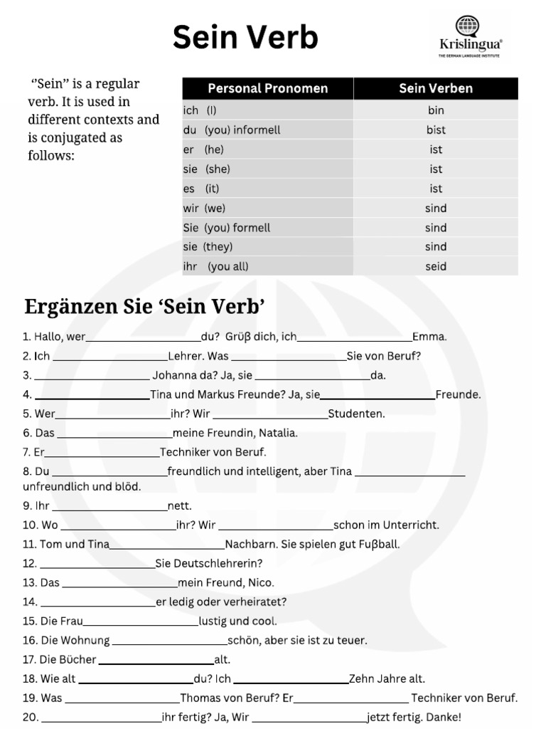 Sein Verb | PDF