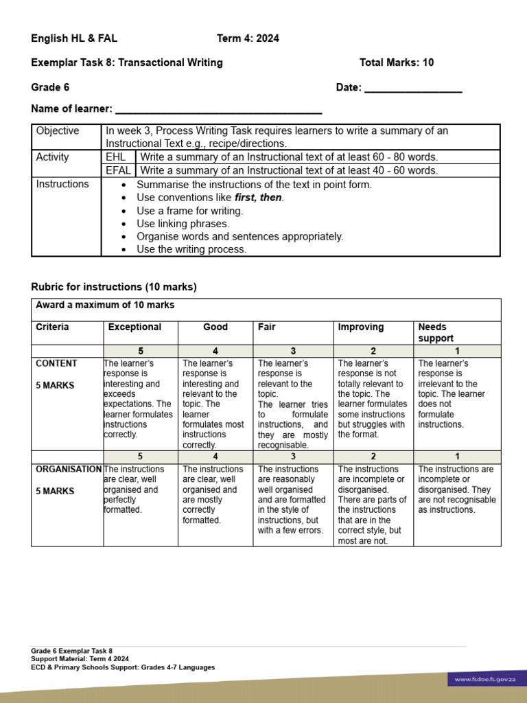 Grade 6 Transactional Writing Task | PDF | English Language | Advertising
